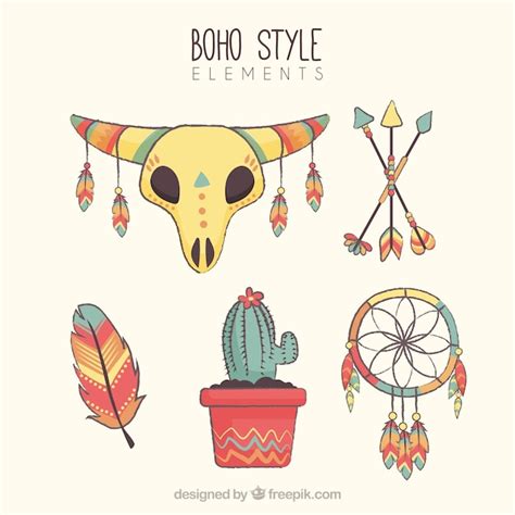 Free Vector Hand Drawn Boho Element Collection