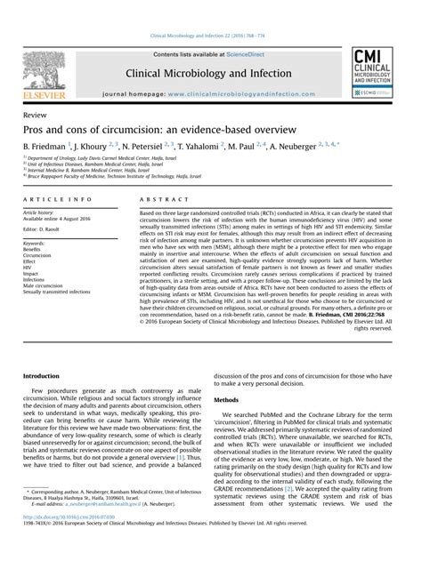 Pdf Pros And Cons Of Circumcision An Evidence Based Overview