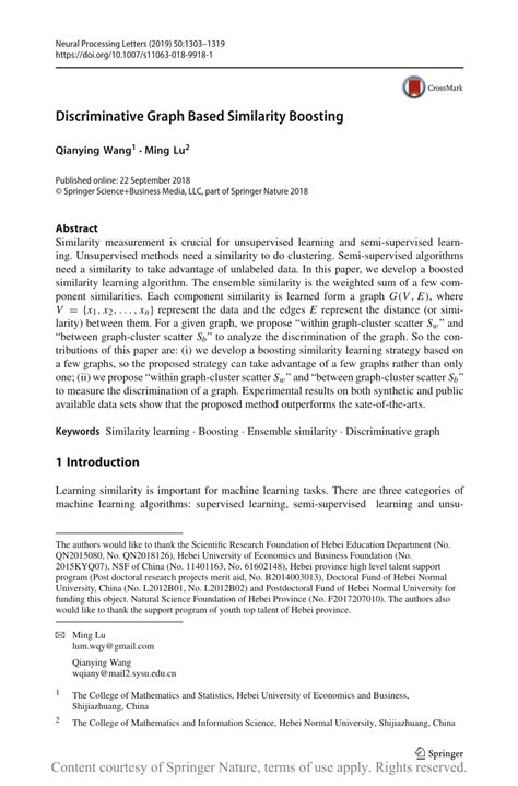 Discriminative Graph Based Similarity Boosting Request Pdf