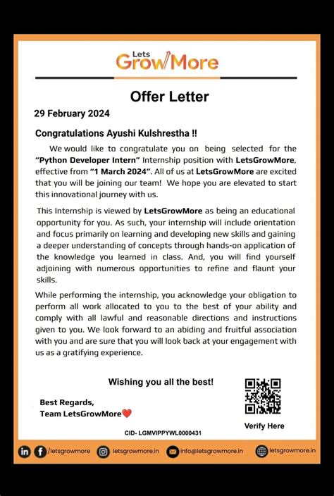 Ayushi Kulshrestha On Linkedin Python Internship Pythondevelopment Lgmvip