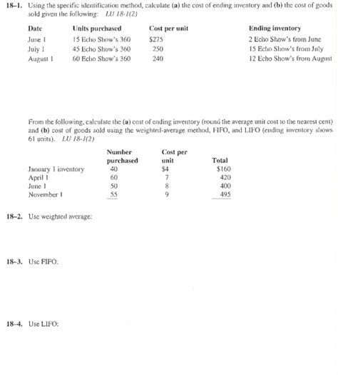 Solved 18 1 ﻿using The Specific Identification Method