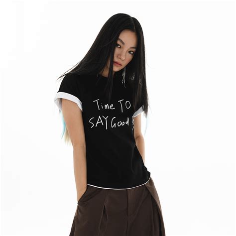 Funkyfun原创设计time To Say Goodbye简笔画印花正肩短袖t恤男女 虎窝淘