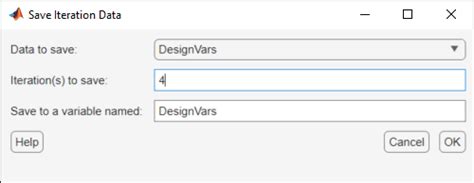 Save Design Variable Values For Specific Iteration Matlab And Simulink