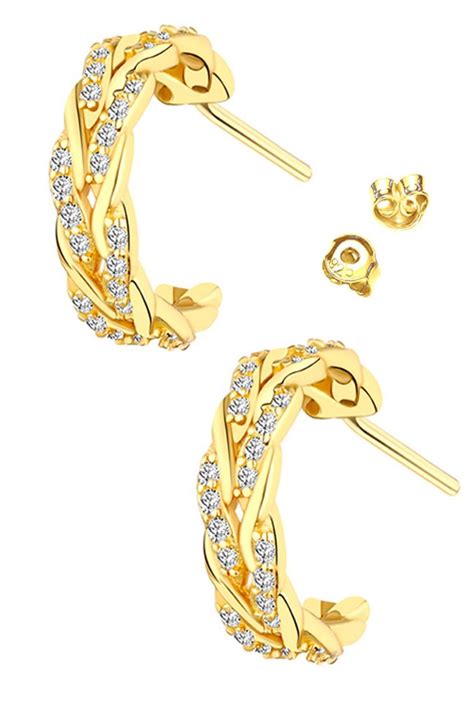 Limana Paar Creolen Halbcreolen 925 Silber Gold Frauen Damen Runde Ohrringe Schmuck Inkl