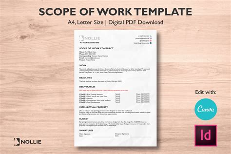 Scope Of Work Contract Template Sow Design Example Procurement Freelance Form Design