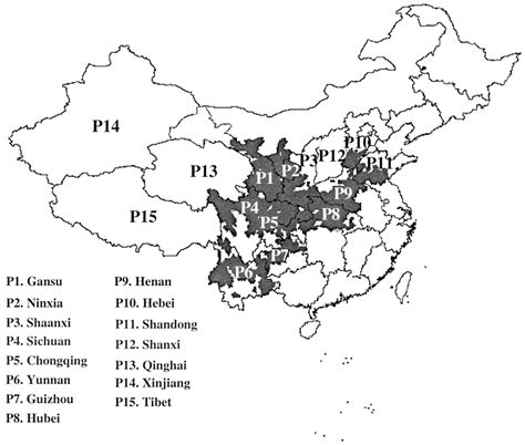 Distribution Of The Wheat Stripe Rust Epidemic Shaded Area In China