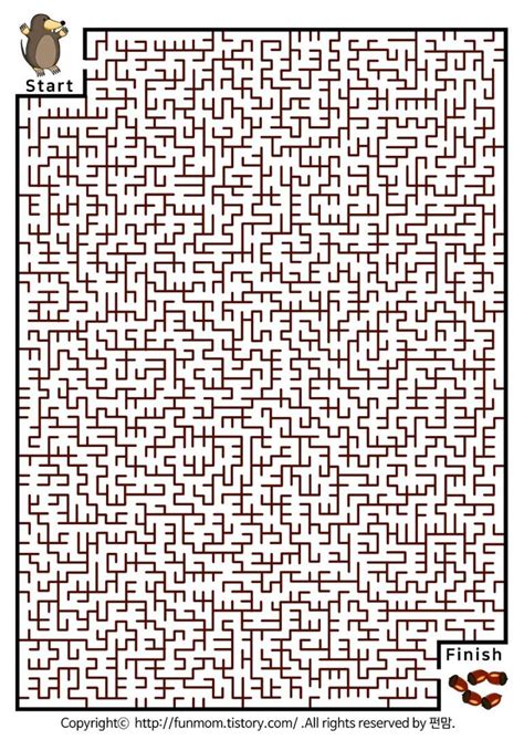 두더지 어려운 미로찾기 프린트 도안자료 두더지 단어 쓰기 쓰기