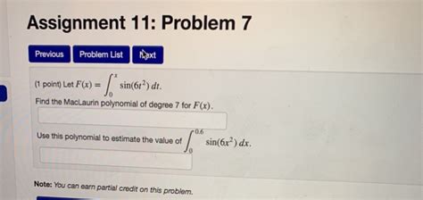 Solved Assignment 11 Problem 1 Previous Problem List Next