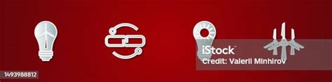 풍력 터빈 체인 링크 라인 태양 에너지 패널 및 풍력 터빈 아이콘으로 전구를 설정합니다 벡터 그라데이션에 대한 스톡 벡터 아트