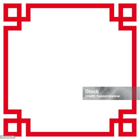 빨간색 중국어 프레임 흰색 배경에 고립 된 전통적인 패턴이있는 빨간색과 흰색 사각형 프레임 테두리 템플릿 패턴에 대한 스톡 벡터