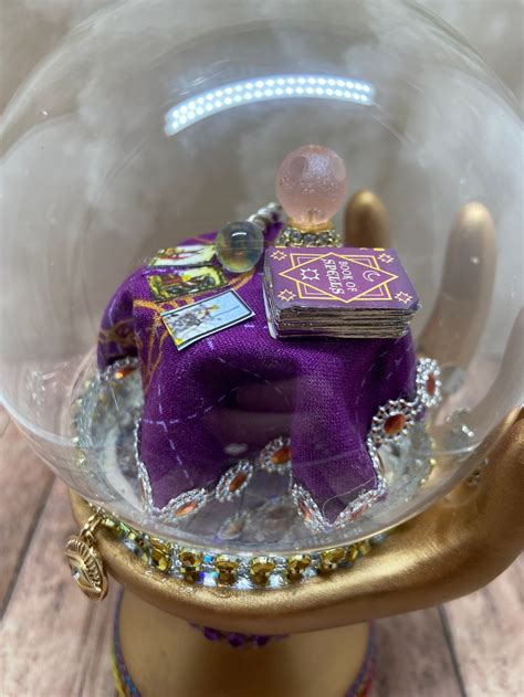 Miniature Fortune Tellers Table In Glass Globe And Ceramic Hand Etsy