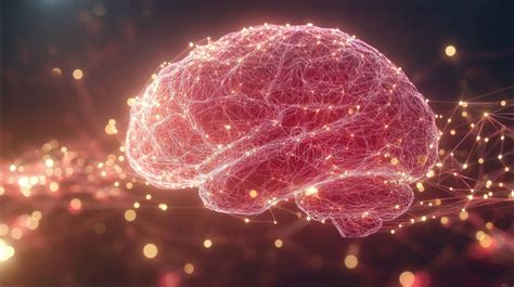 A Glowing Digital Brain Visualization With Neural Connections
