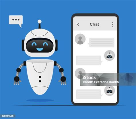 Chatbot Neural Network Ai Servers And Robots Technology Cute Chatbot Ai Character Stock