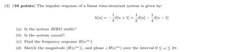 Solved Points The Impulse Response Of A Linear Chegg