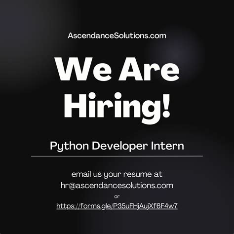 Ascendance Solutions On Linkedin Hiring Pythondeveloper Internship Wfh Job Jobs Python