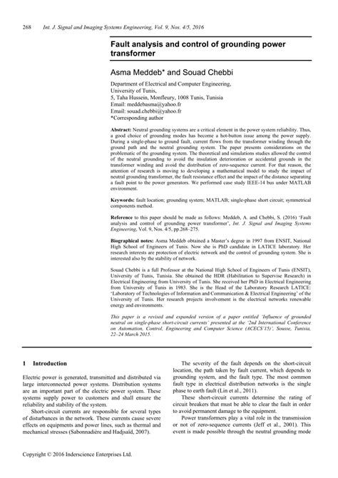 PDF Fault Analysis And Control Of Grounding Power Transformer