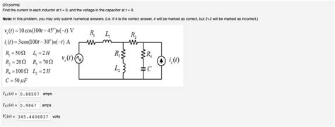 Solved Points Find The Current In Each Inductor At T Chegg
