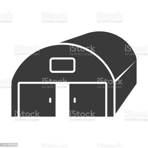 흰색 배경에 고립 된 격납고 문자 아이콘 벡터 일러스트레이션 개인 비행기에 대한 스톡 벡터 아트 및 기타 이미지 개인 비행기 건물 외관 검은색 Istock