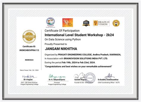 Datascience Python Workshopsuccess Nikhitha Jangam