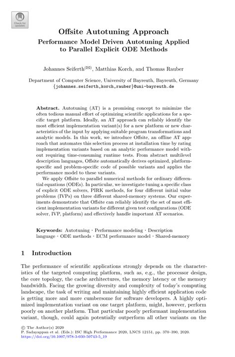 Pdf Offsite Autotuning Approach Performance Model Driven Autotuning