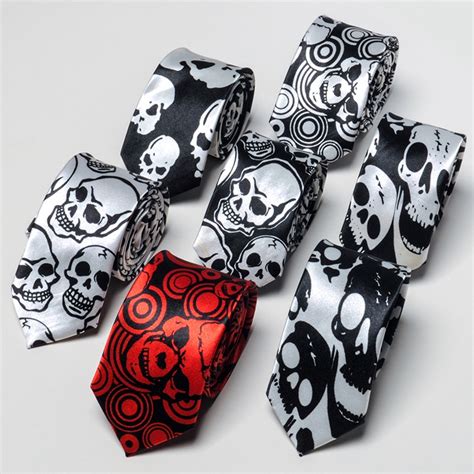 พร้อมส่ง เนคไท พิมพ์ลายหัวกะโหลก แคบ ขนาด 5 ซม สีดํา สําหรับนักเรียนหญิง ผู้ชาย Yzq007 Th