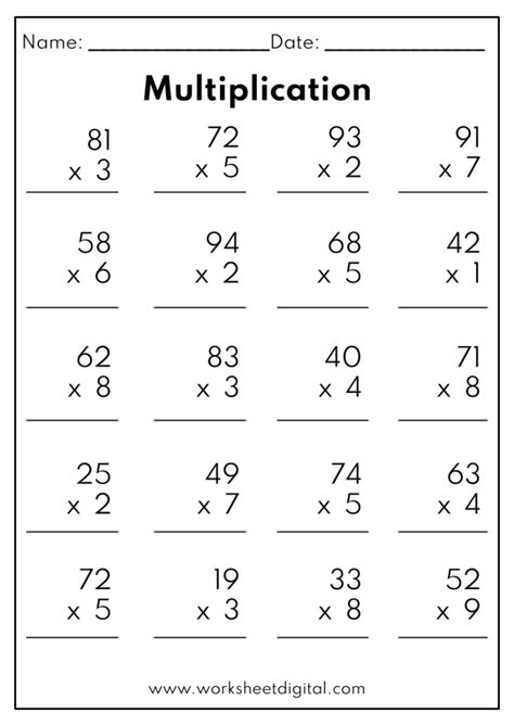 Multiplication Sums Worksheet Digital 1 Teacher Made Resources