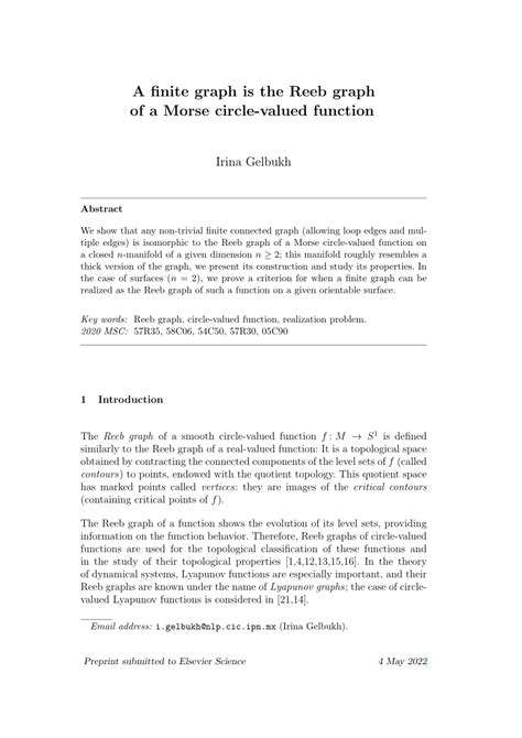 pdf a finite graph is the reeb graph of a morse circle valued function