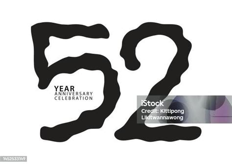 52 주년 기념 축 하 블랙 컬러 로고 타입 벡터 52 숫자 디자인 52 번째 생일 초대장 로고 번호 디자인 벡터 일러스트 레이 션 그래픽 요소 서예 글꼴 타이포그래피 로고