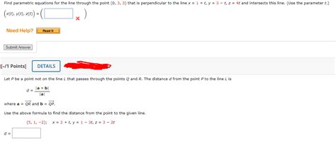 solved find parametric equations for the line through the