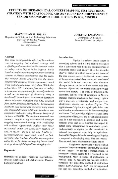 Pdf Effects Of Hierarchical Concept Mapping Instructional Strategy With Scaffolding Aid On