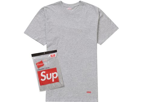 Supreme Hanes Tagless Tees 2 Pack Heather Grey Mens Ss24 Us