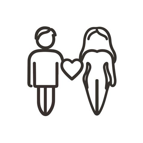 Heterosexual Symbols Line Icon For Valentines Day Celebration Premium