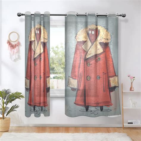 Coat Cartoon Blackout Curtains 63 Inch Length 2 Panels Window