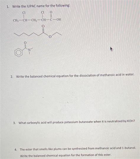 Solved 1 Write The IUPAC Name For The Following 2 Write Chegg Com