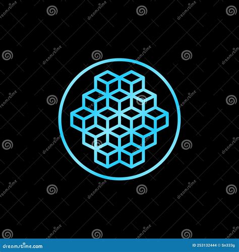 Blockchain Blocks In Circle Vector Blue Icon Block Chain Line Round Symbol Stock Vector