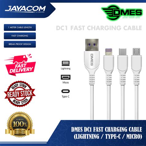 Dmes Dc1 Fast Charging Cable Lightning Type C Micro 1 Meter Quick Charge Anti Break