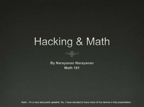 Math And Hacking Ppt