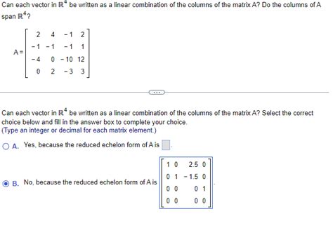 Solved Can Each Vector In R4 Be Written As A Linear Chegg Com