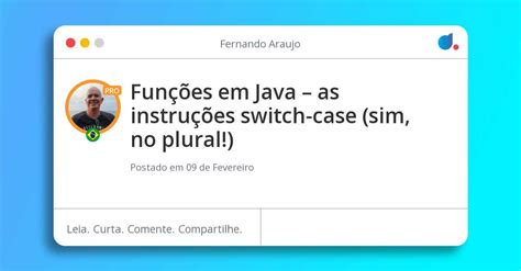 Funções em Java as instruções switch case sim no plural