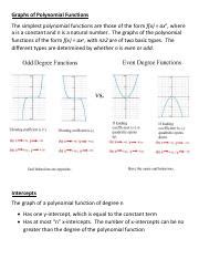 Graphs Of Polynomial Functions Pdf Graphs Of Polynomial Functions The Simplest Polynomial