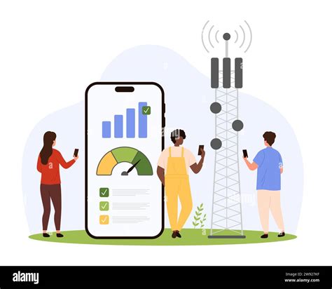 network city communication by tower with antenna tiny people using