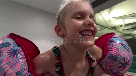 Young Girl Is Enjoying The Pool In The Water Park Stock Video Video