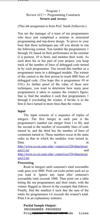 Solved Program 1 Review Of C Programming Constructs This Chegg