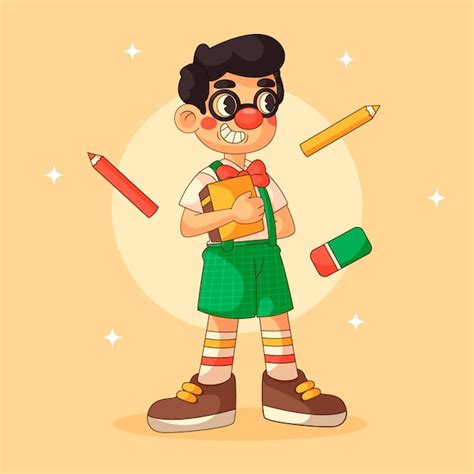 Free Vector Hand Drawn Nerd Cartoon Illustration