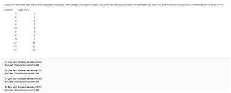 Solved Look At The Two Data Sets Below Which Represent Chegg