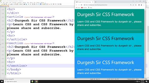 Css Framework Container Div Article Section Css Csstutorial Cssframework Csscoding Youtube
