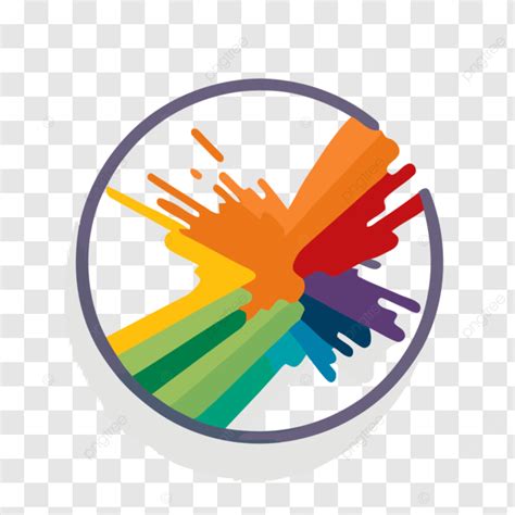 무지개 페인트 표시 로고 플랫 이미지 벡터 흰색 배경에 흥분의 단순한 다채로운 아이콘 그림자 없음 작은 프레임 중앙 Png 일러스트 및 벡터 에 대한 무료 다운로드