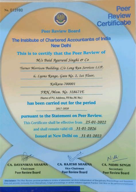 Ankit Singhi On Linkedin Glad To Announce That Our Firm Is Now A Peer Reviewed Firm