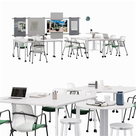 Modern Collaborative Workspace Furniture 3d Model Download Furniture Set On