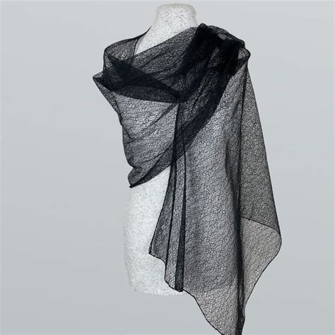 Black Tulle Net Spider Web Scarf Stole Shawl Wrap Shrug Wedding Dress